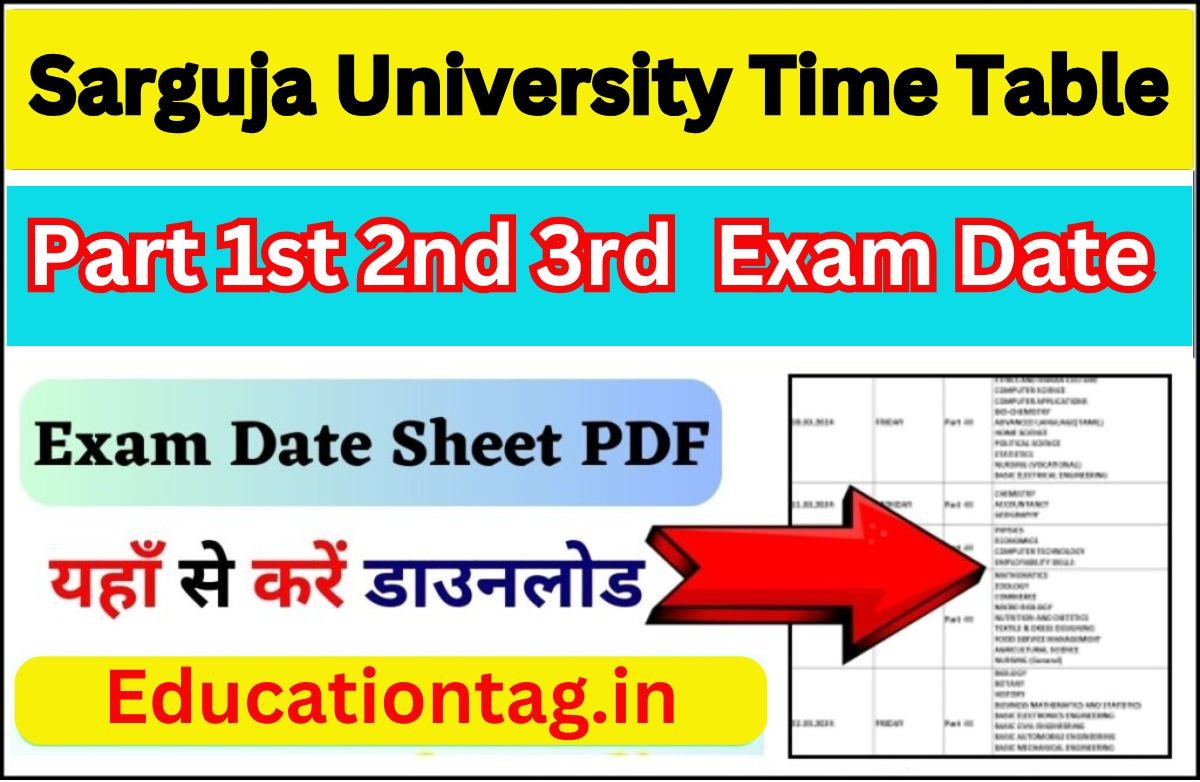 Sarguja University Time Table 2025 BA, BSc, BCom 1st 2nd 3rd 4th 5th ... Sarguja University Time Table 2025 BA, BSc, BCom 1st 2nd 3rd 4th 5th ...
